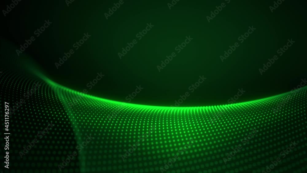 Futuristic glow green neon wire mesh particles. 4K 3D abstract green ...