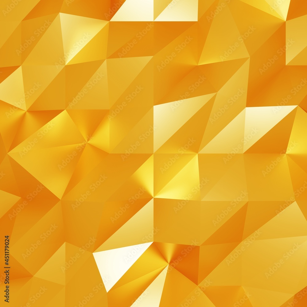 Gold polygon background 3d rendering, 3d illustration. Abstract triangle background. Gold ...
