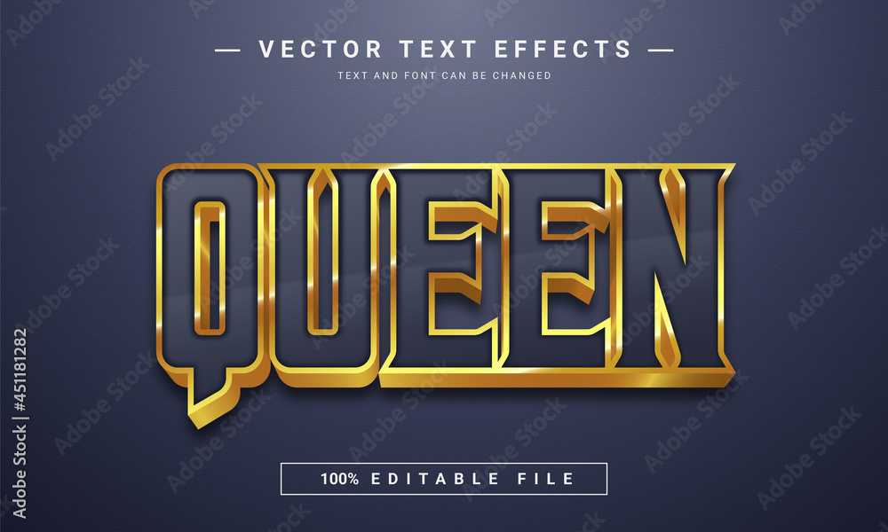 3D Queen text effect - 100% editable eps file Stock Vector | Adobe Stock
