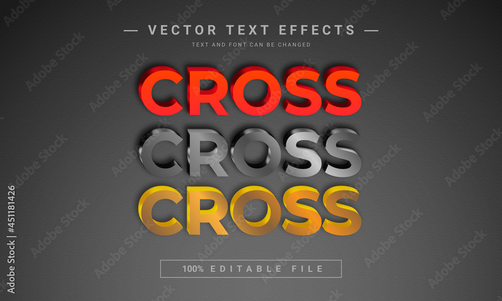 3D Cross text effect - 100% editable eps file Stock Vector | Adobe Stock