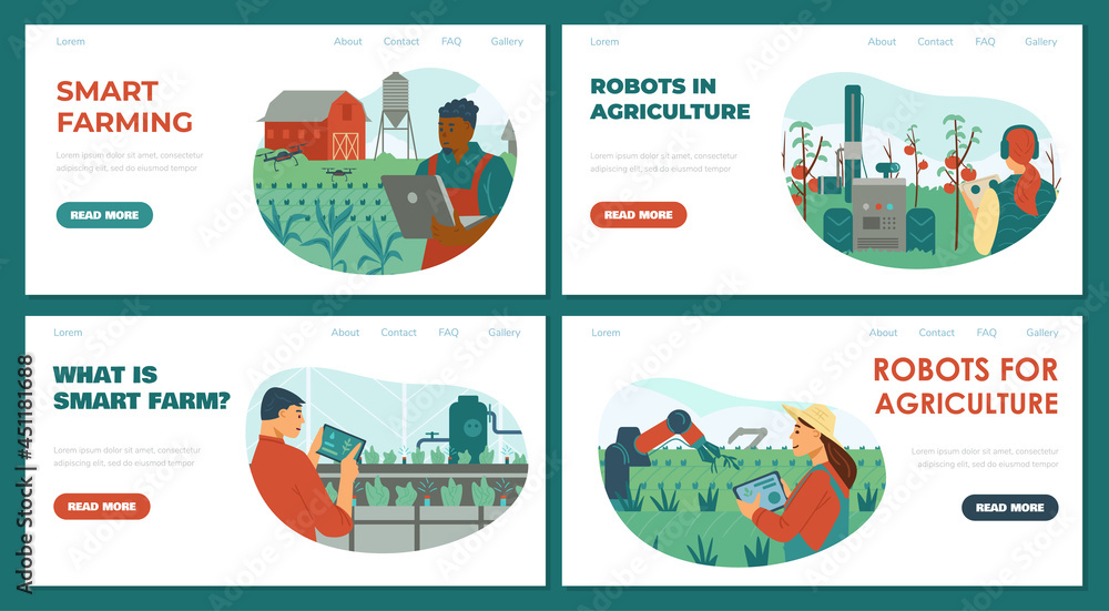 Set of vector illustrations of smart farming. Collection of web ...