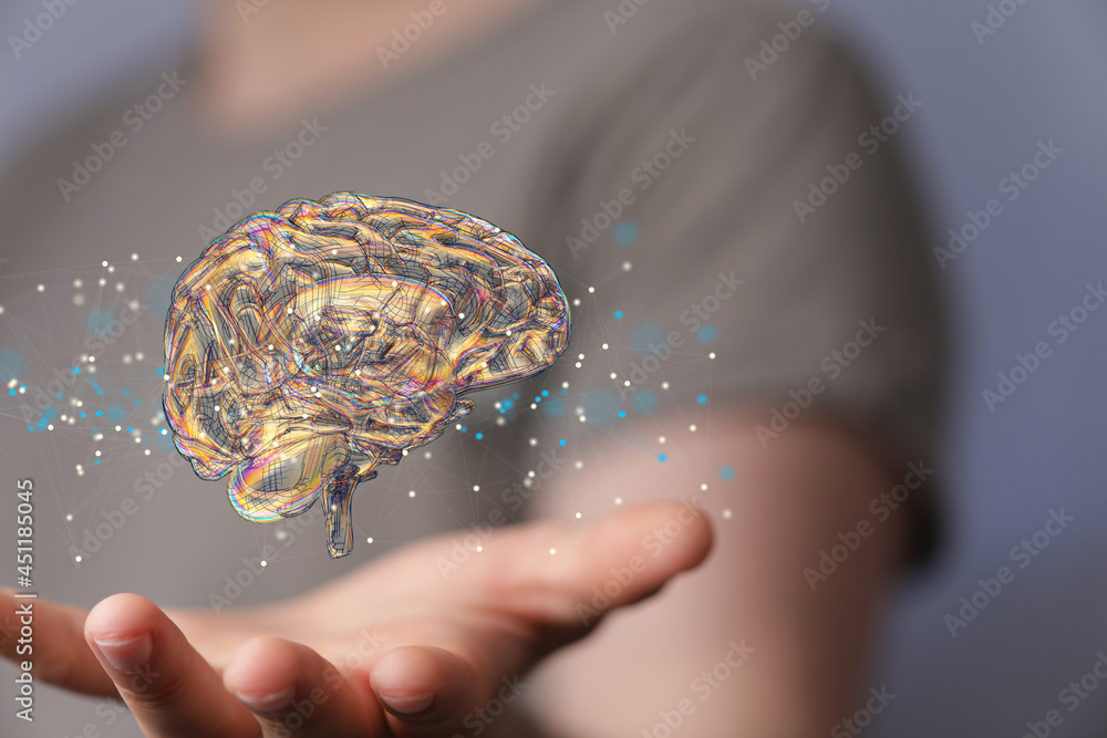 Human brain activity with plexus lines.. External cerebral connections ...