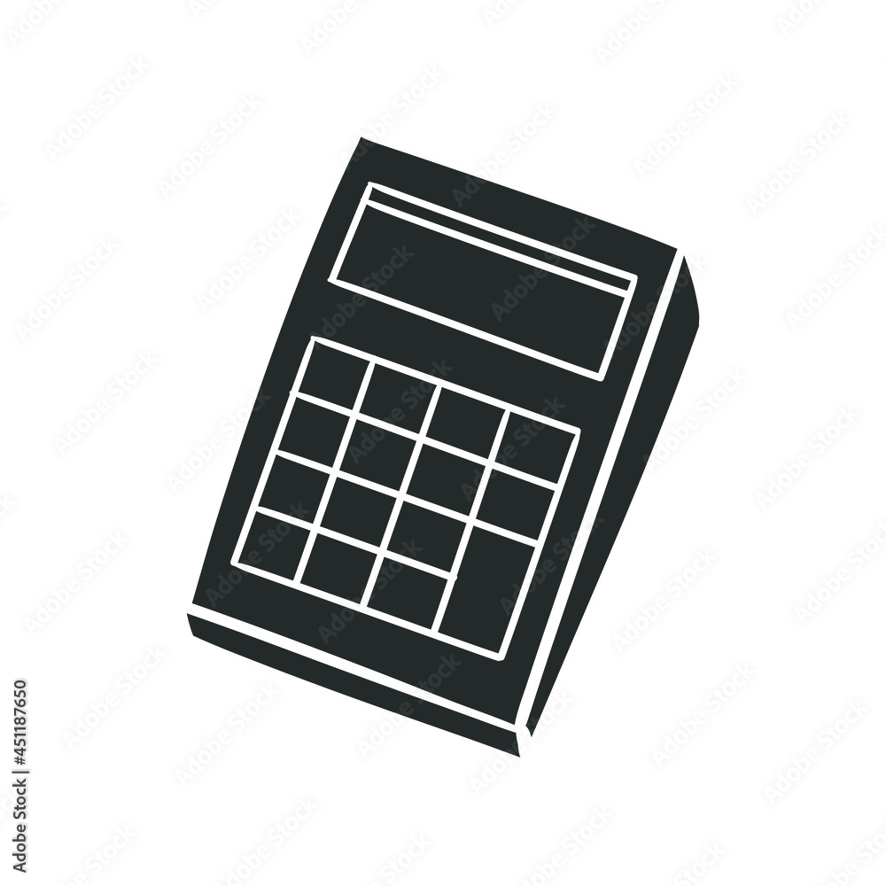 Calculator Machine Icon Silhouette Illustration. Mathematics Tool ...