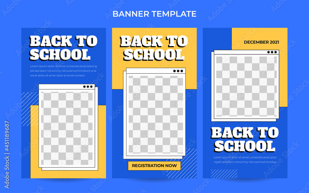 Vertical back to school web banner template with retro computer ...