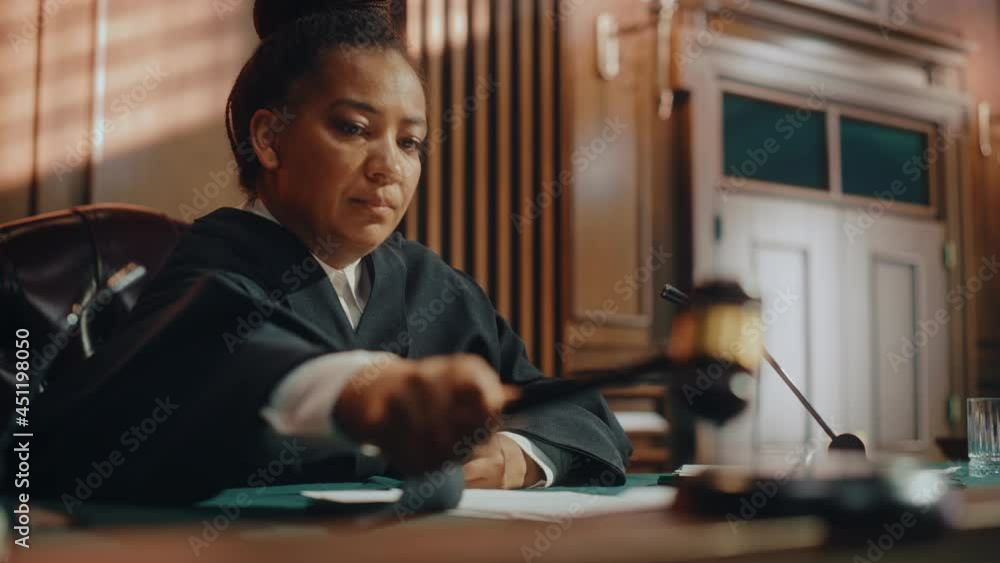 Court of Law Trial in Session: Portrait of Honorable Female Judge ...