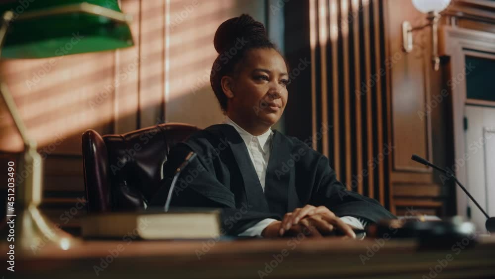 Court of Law Trial in Session: Portrait of Honorable Female Judge ...