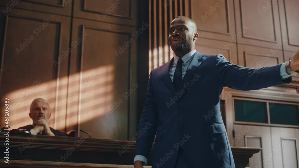 Court of Justice and Law Trial: Successful Male Public Defender ...