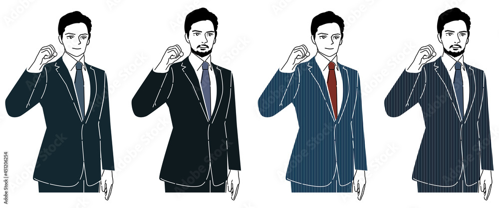 ガッツポーズを決めるスーツ姿の男性イラスト素材 Stock ベクター Adobe Stock