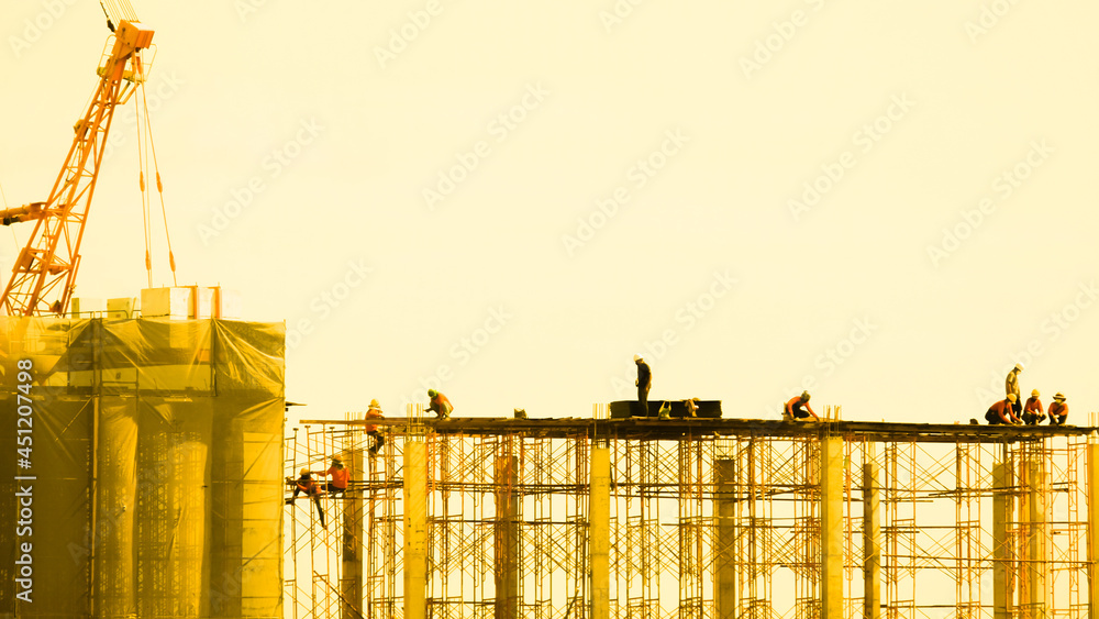 Construction of new residential high-rise buildings. Against the ...