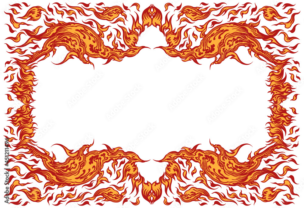 Fire frame. Editable hand drawn illustration. Vector engraving ...