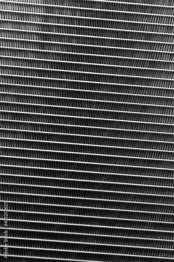 car aluminum radiator for motor cooling, close-up view details Stock ...