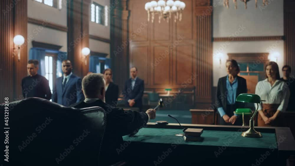 Cinematic Court of Law and Justice Trial: Honorable Male Judge Ruling ...