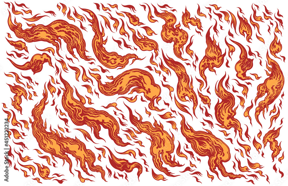 Flames. Editable hand drawn illustration. Vector engraving. Isolated on ...