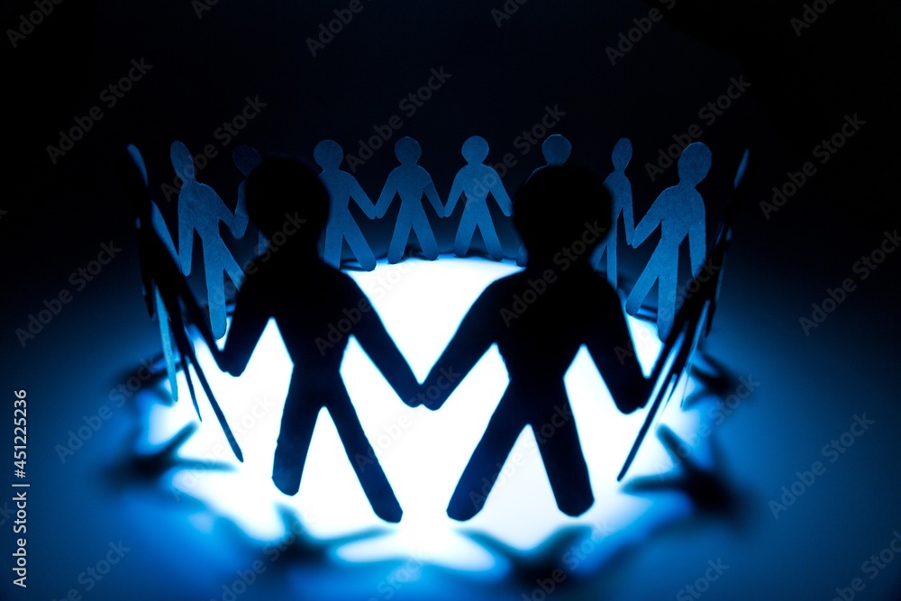 Paper People in a Circle Holding Hands Stock Photo | Adobe Stock