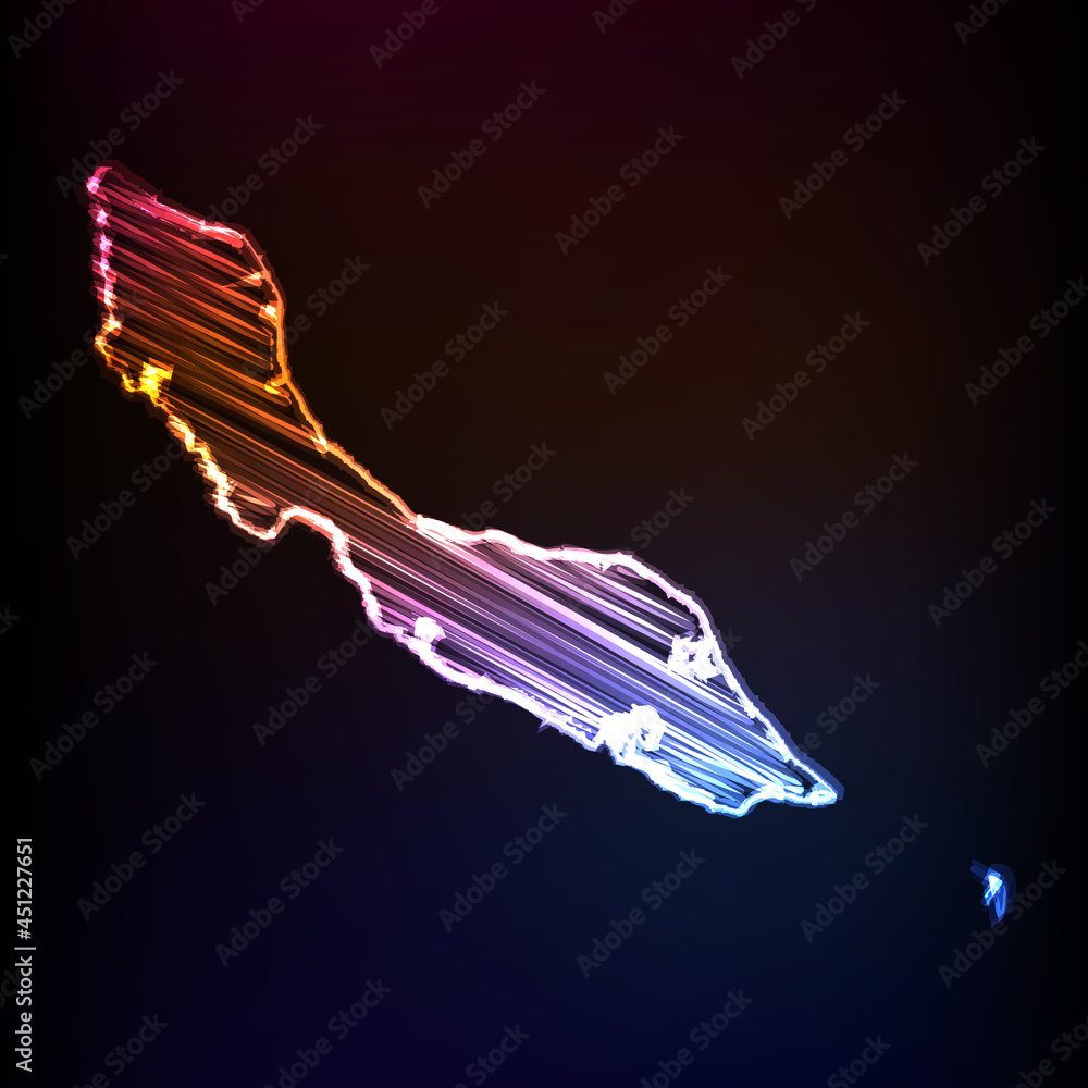 Map of Curacao, Colored pencil and sketch lights design. Hand drawn ...