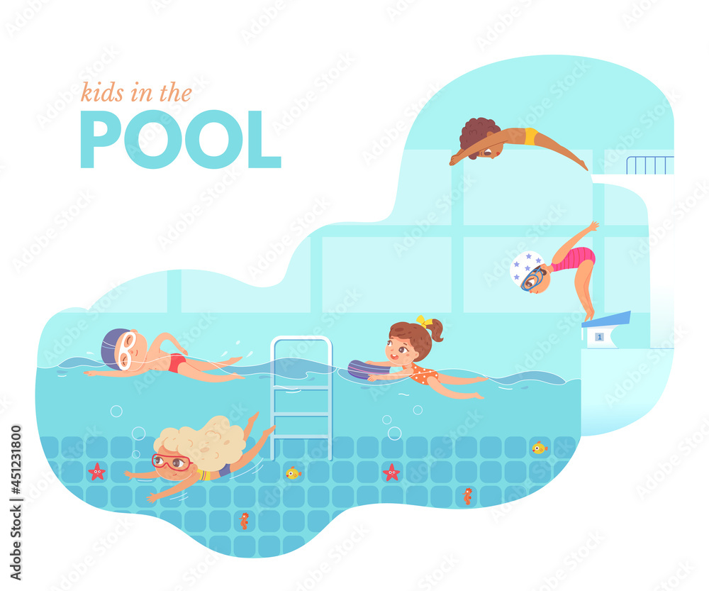 Kids Diving Into A Pool