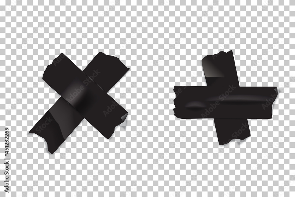 Crosses made of pieces of black adhesive tape isolated on transparent ...