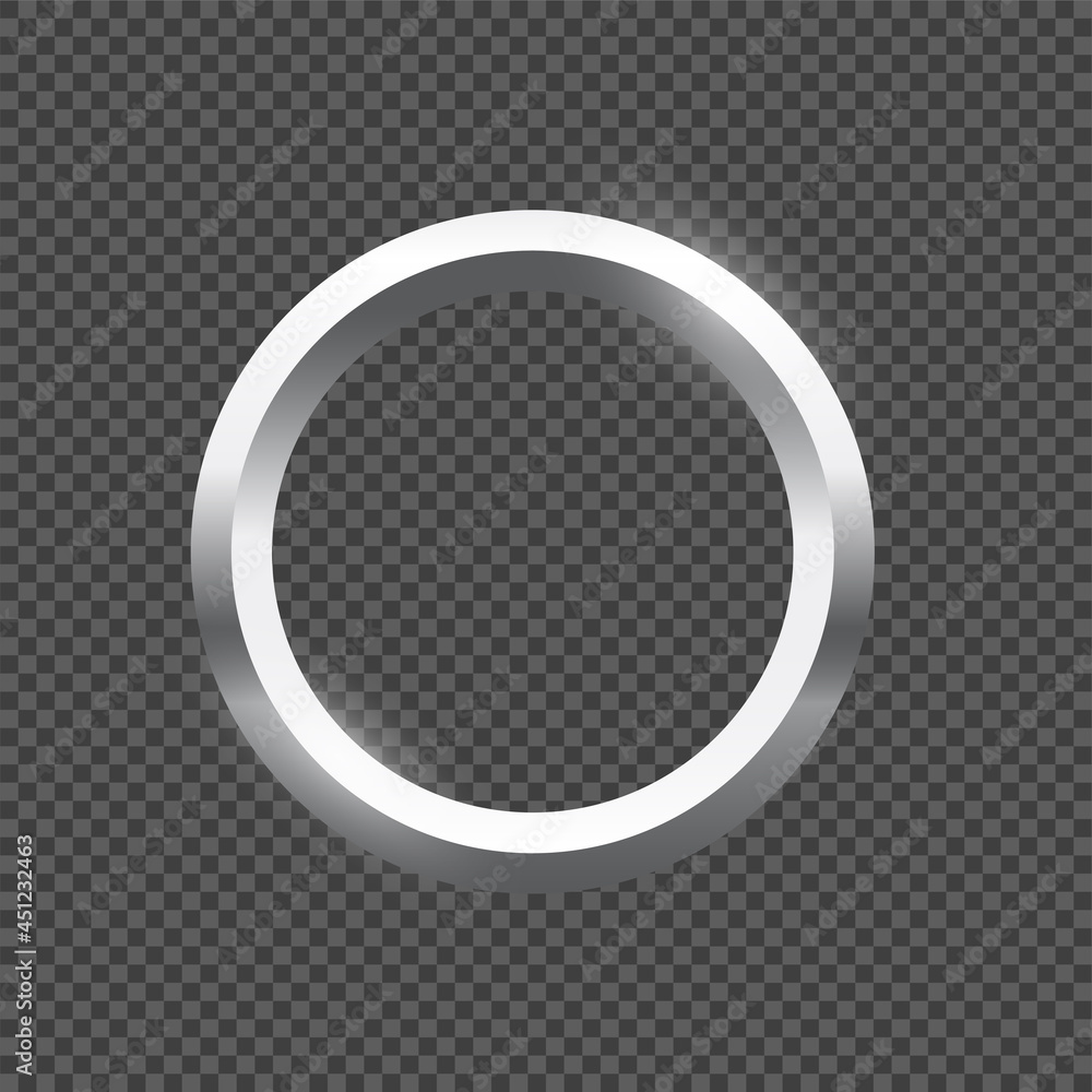 Silver round frame for picture on transparent background. Blank space ...