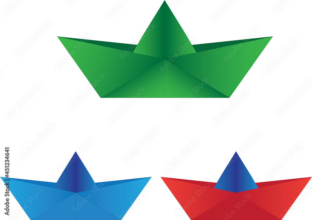 Folded paper boat vector set isolated on white background. Stock Vector ...