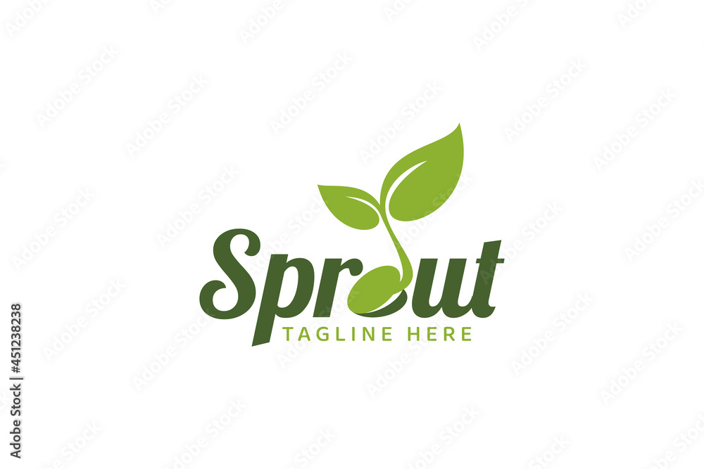 sprout logo vector graphic with lettor "O" as the sprout for any ...
