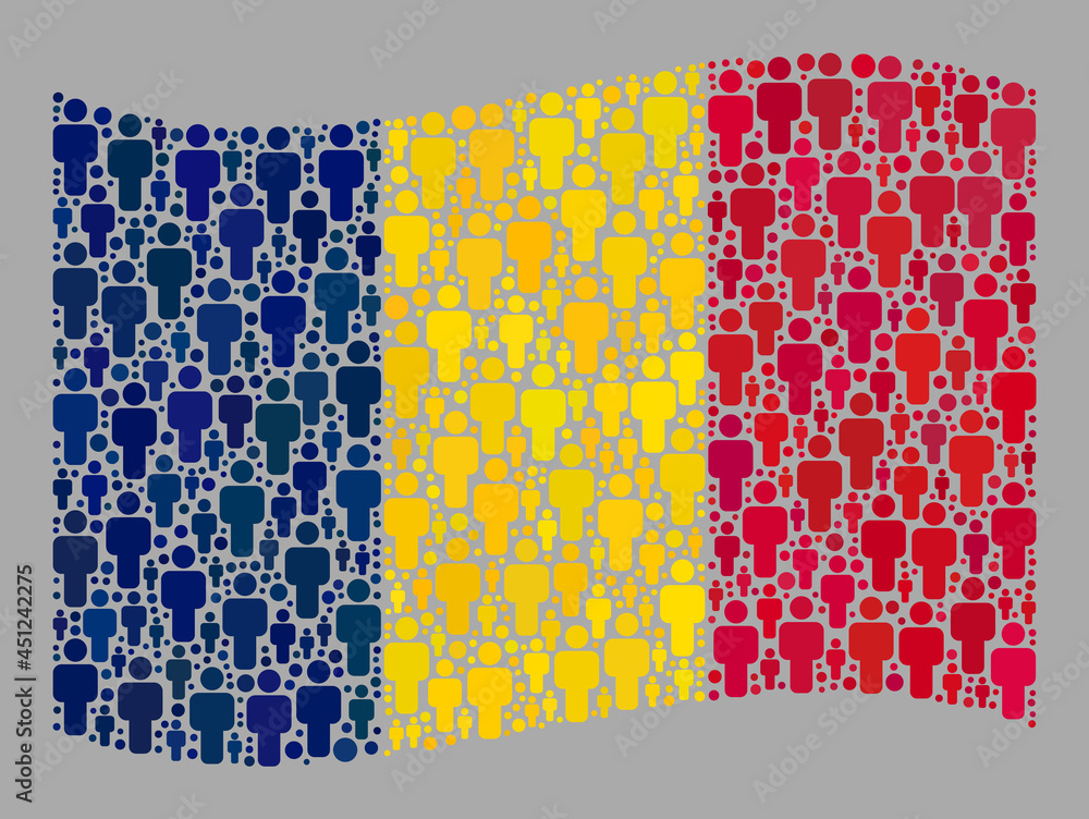 Vetor de Mosaic waving Chad flag created of person elements. Vector ...