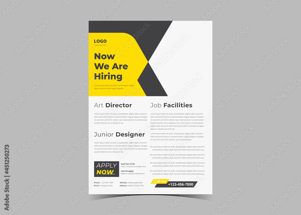 We are hiring flyer design. Job offer leaflet template. Job vacancy ...