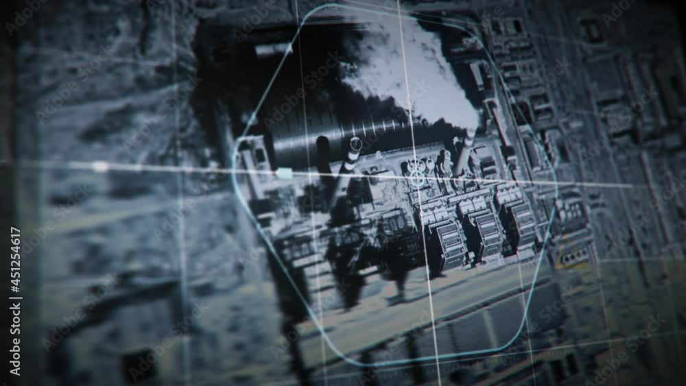 Stockvideo Military network software is searching for the target ...