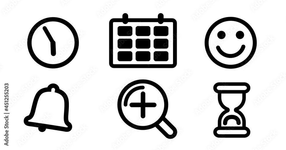 A 4K illustration of an icon set for office working process in outline ...
