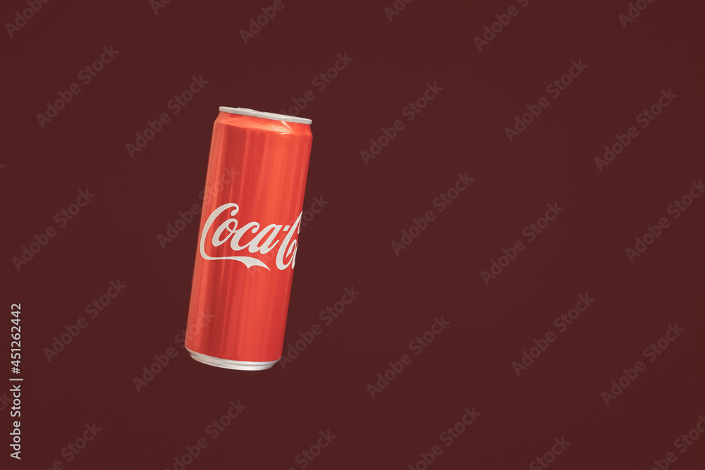 Coca Cola can, red background Stock Photo | Adobe Stock