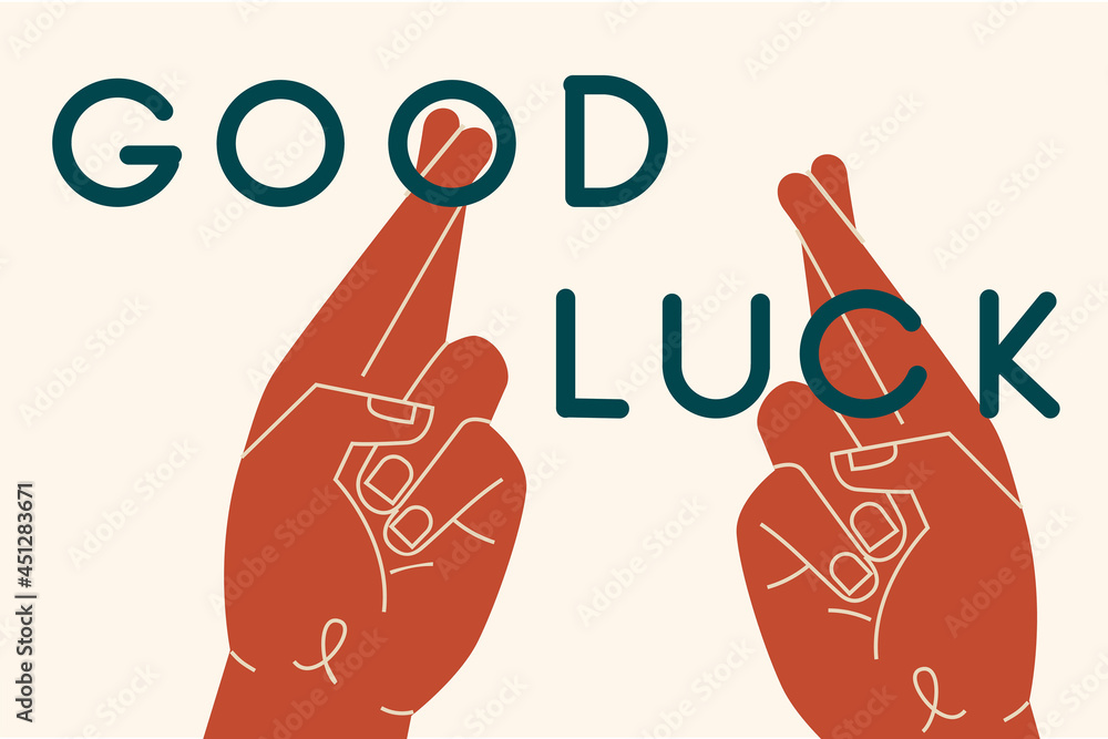 Good luck lettering with fingers crossed. Creative typography. Fun ...