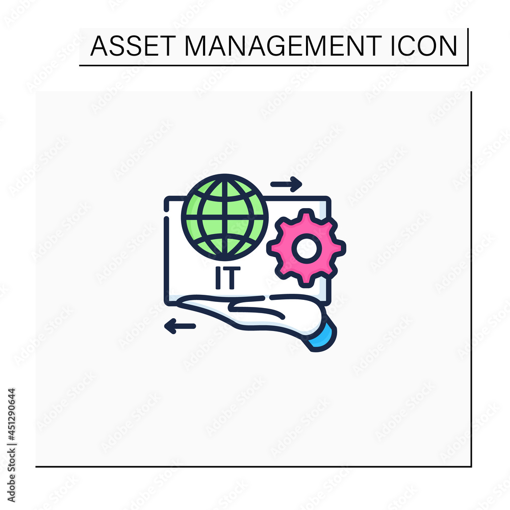 IT asset management color icon.Decision making for IT environment ...