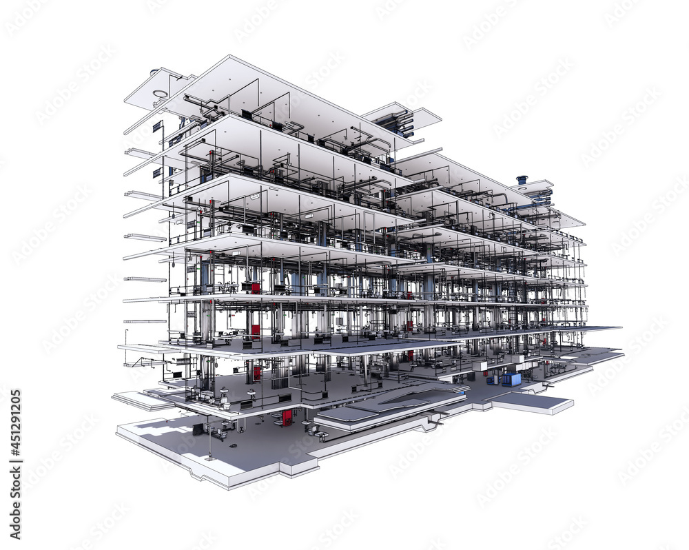 Conceptual visualization of the BIM model utilities of the building ...