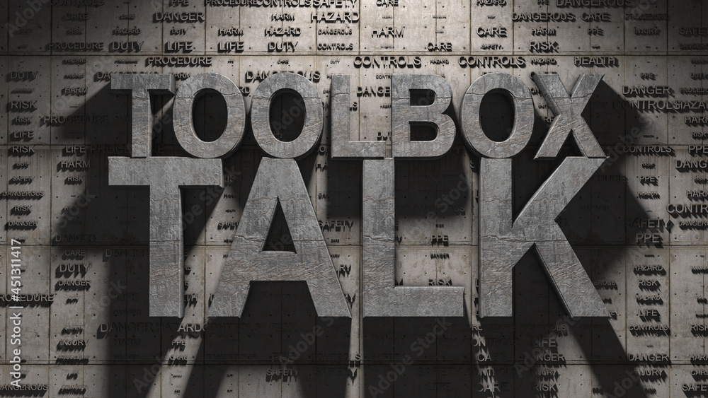 Toolbox Talk safety meeting related to workplace hazards and safe work ...