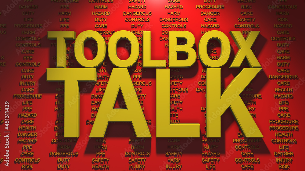 Toolbox Talk safety meeting related to workplace hazards and safe work ...