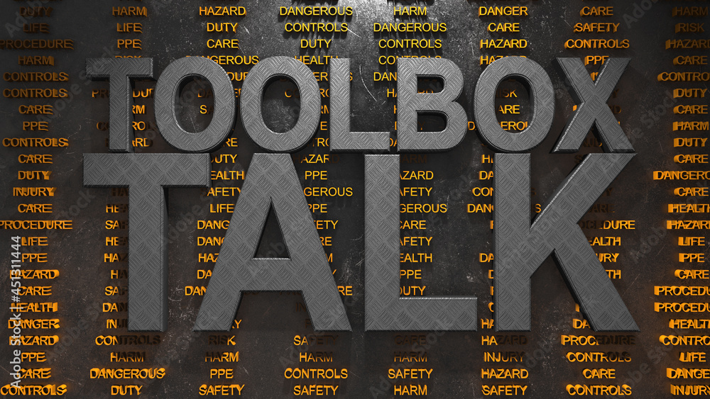 Toolbox Talk safety meeting related to workplace hazards and safe work ...