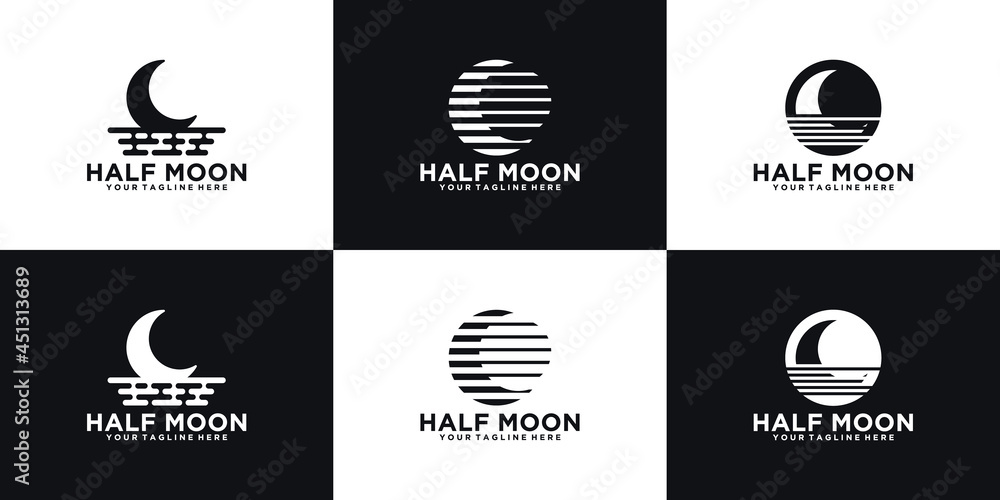 collection of half moon logo design inspiration Stock Vector | Adobe Stock