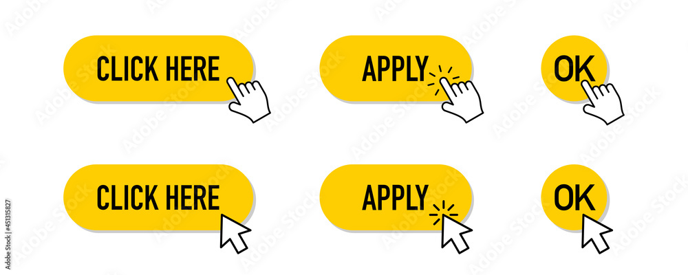 Flat vector illustration of the click here icon. Perfect for design ...