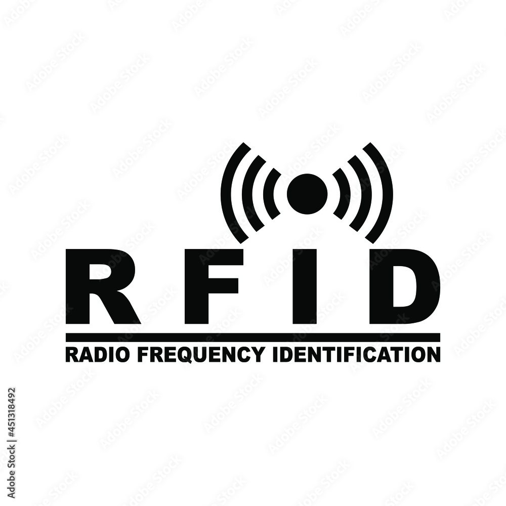 RFID tag icon. Radio Frequency Identification symbol. Isolated on a ...