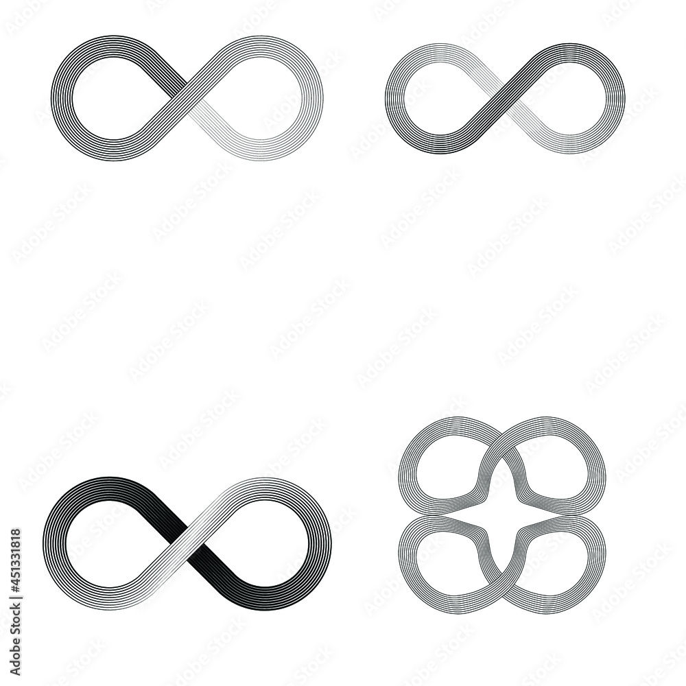 Infinity Symbol .Vector Curved Lines . Design Element . Black Painted ...
