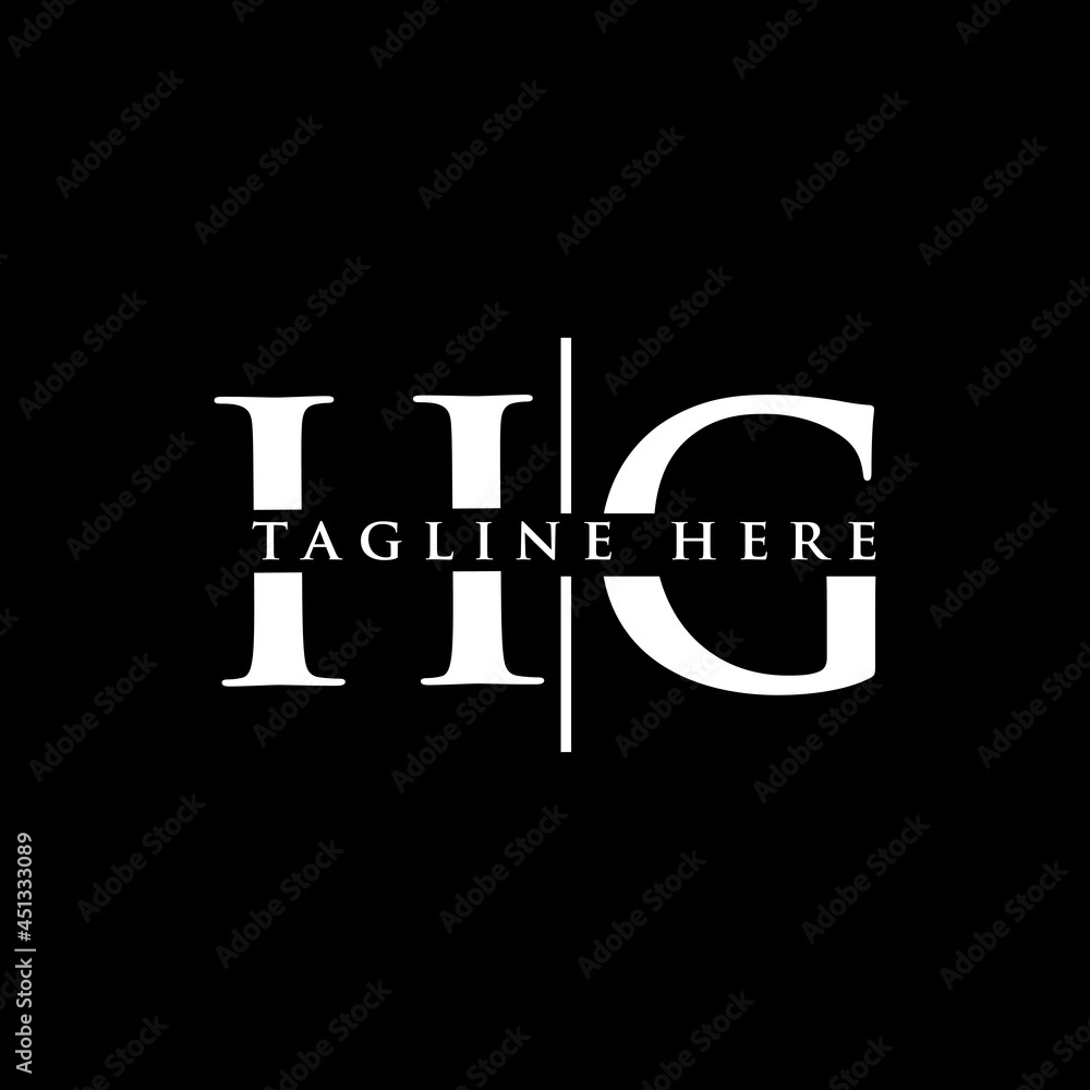 Vecteur Stock HG letter logo design on black background.HG creative ...