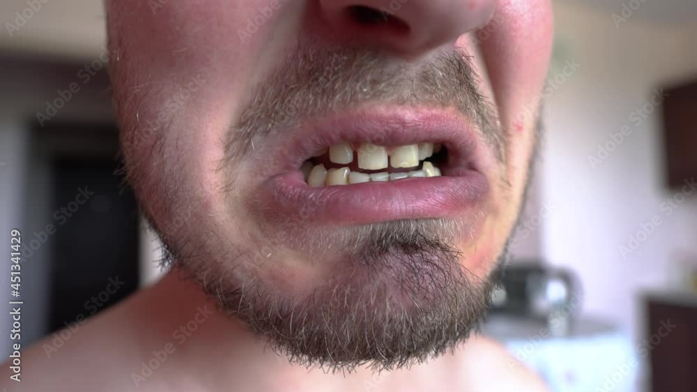 Male Mouth Screaming. Very Angry, Nervous and Aggressive Man. Screaming ...