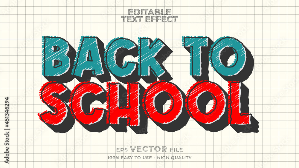 back to school text effect editable marker doodle text style Stock ...