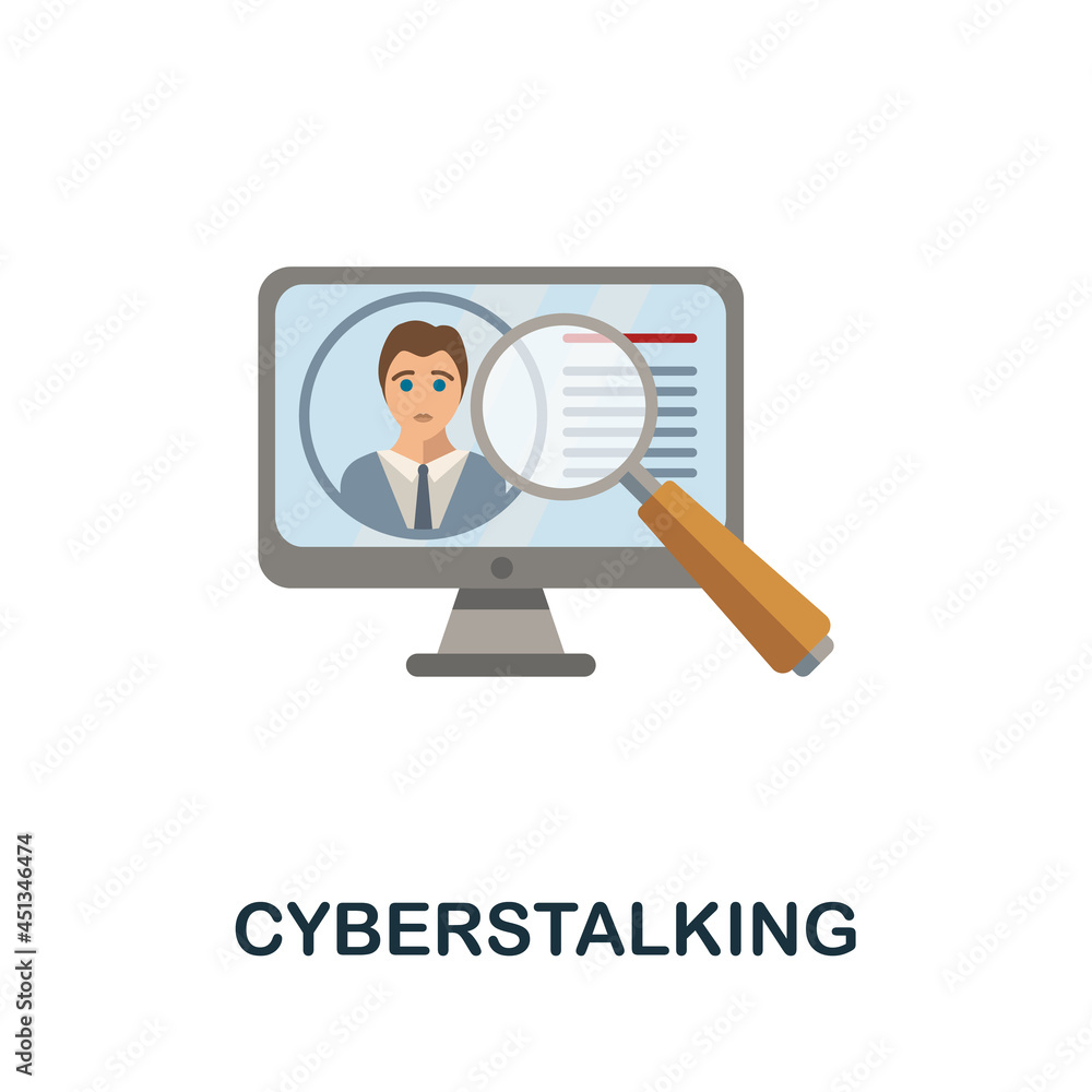 Cyberstalking flat icon. Colored sign from cyberbullying collection ...