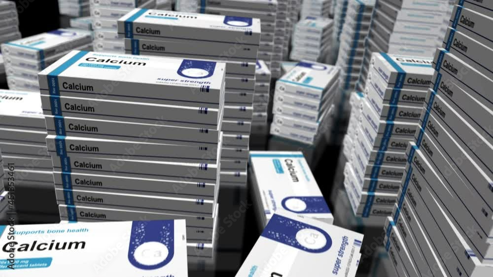 Calcium tablets box production. Diet supplement pills pack for bone ...