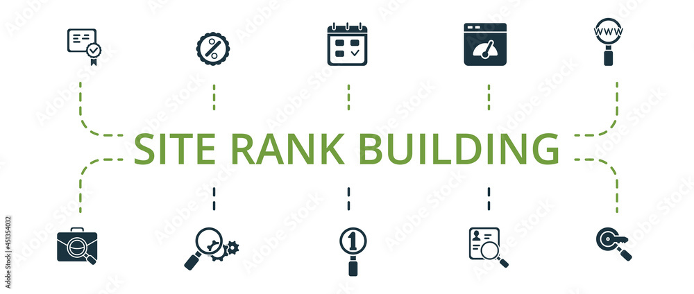Site Rank Building icon set. Contains editable icons theme such as ...
