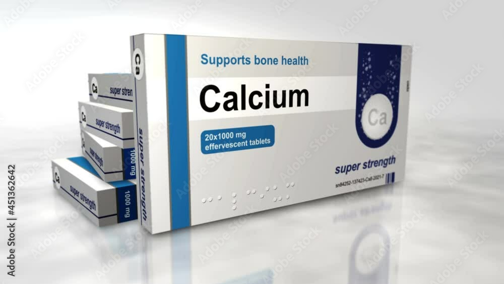 Calcium tablets box production. Diet supplement pills pack for bone ...