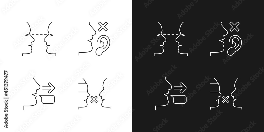 Improve everyday communication linear icons set for dark and light mode ...