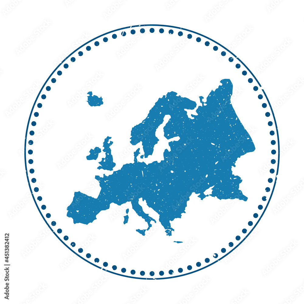 Europe sticker. Travel rubber stamp with map of continent, vector ...