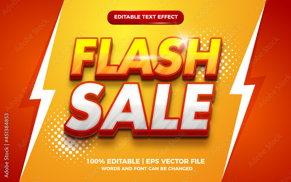 flash sale 3d editable text effect style template 3d Stock Vector ...