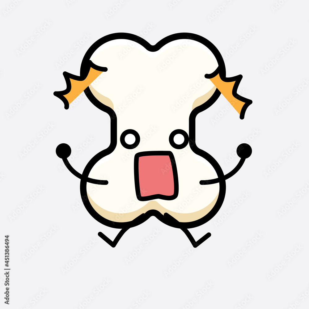 Vector Illustration of Bone Character with cute face and simple body ...